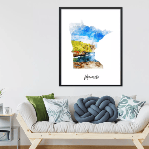 Minnesota Watercolor Map Prints Just $5.45! - Thrifty Minnesota