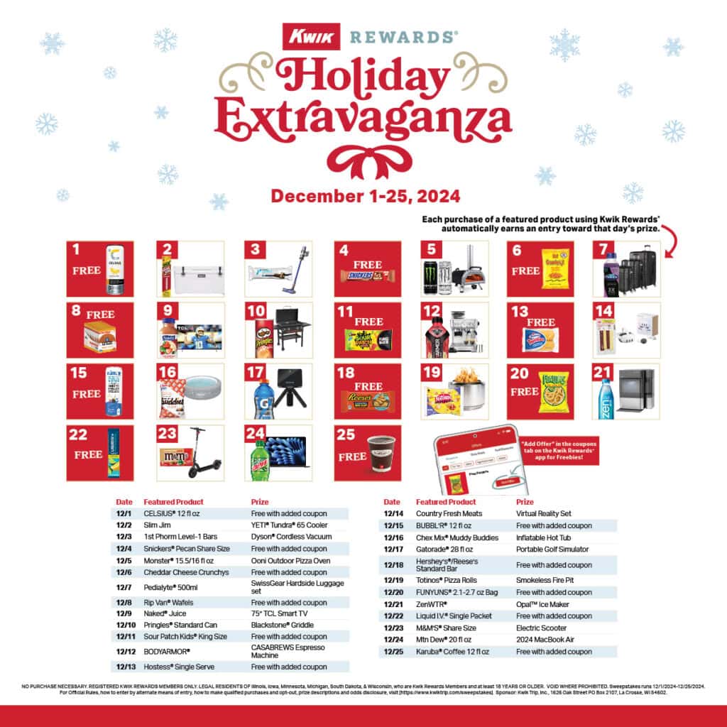 KwikTrip Holiday Extravaganza - Get Free Food and Enter to Win Prizes ...