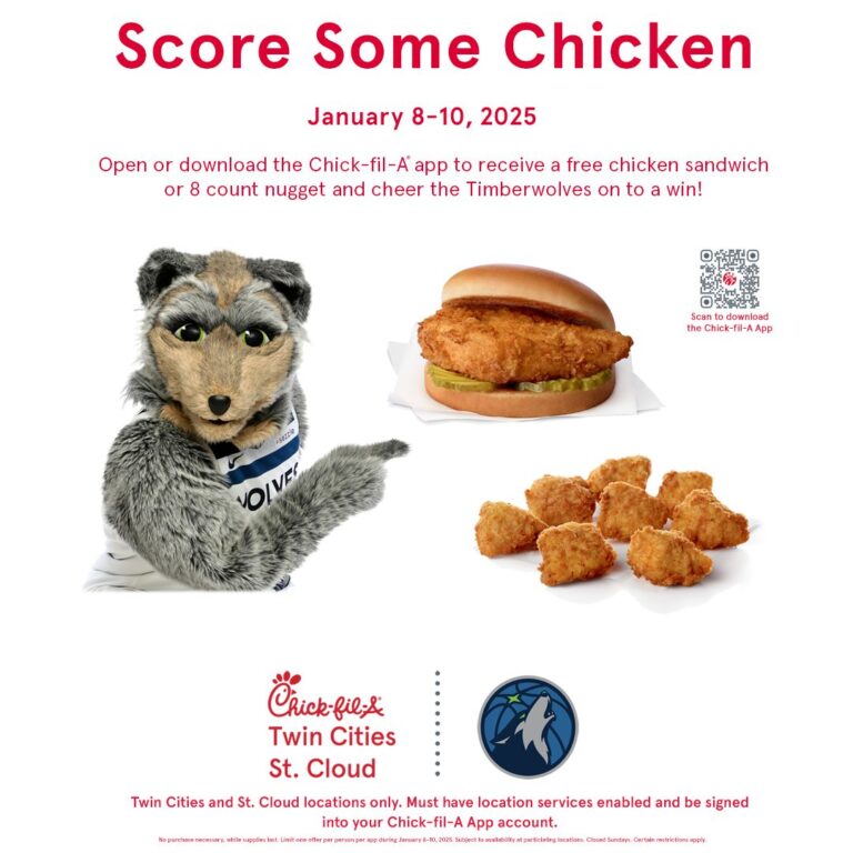 Get FREE Chick-fil-A and Cheer on the Timberwolves! - Thrifty Minnesota
